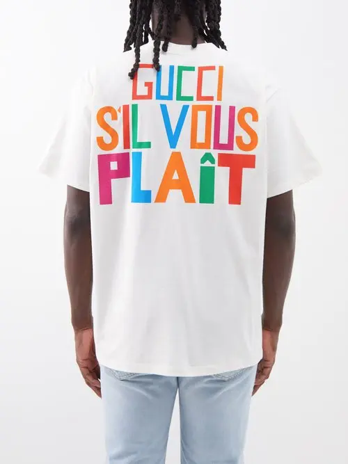 Gucci Une Piscine-print Cotton-jersey T-shirt - White Multi